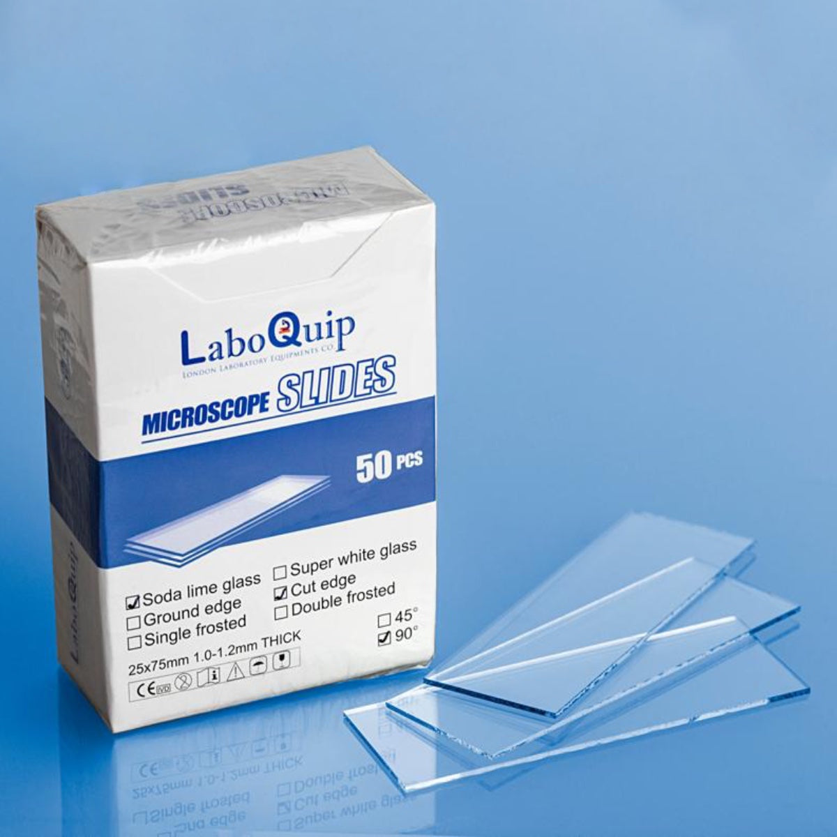 LaboQuip Microscope Slide 7102 Cut Edge 90° Glass, CE & UKCA Certified ...