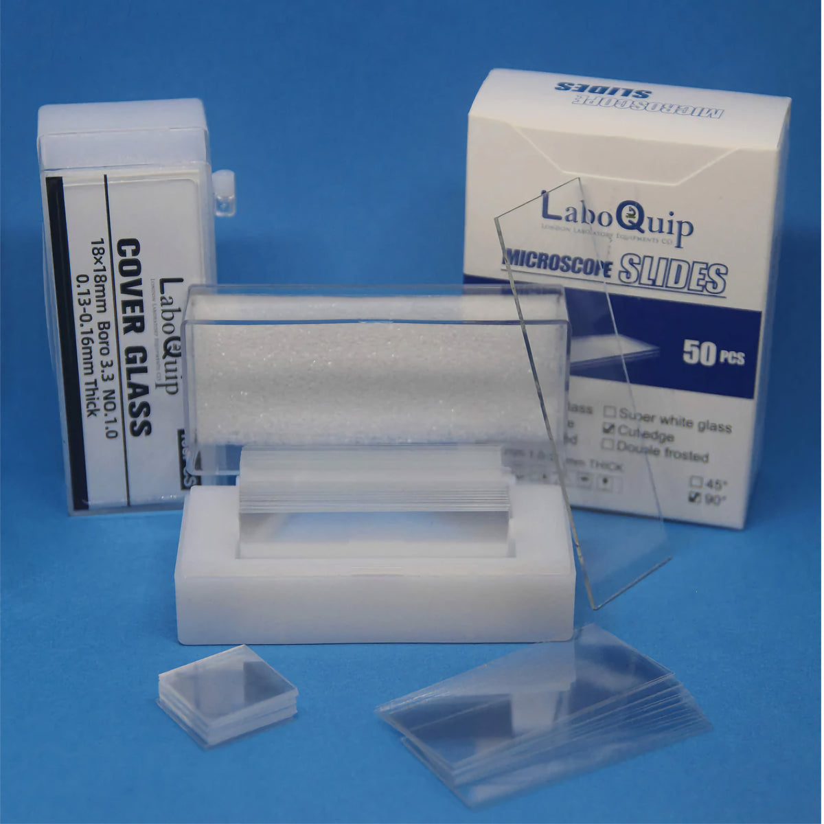 LaboQuip Microscope Slide, Ground edge (1800Pcs)+Coverslip(2000Pcs),20 ...